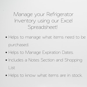 Refrigerator Inventory Template, Refrigerator Checklist, Refrigerator ...
