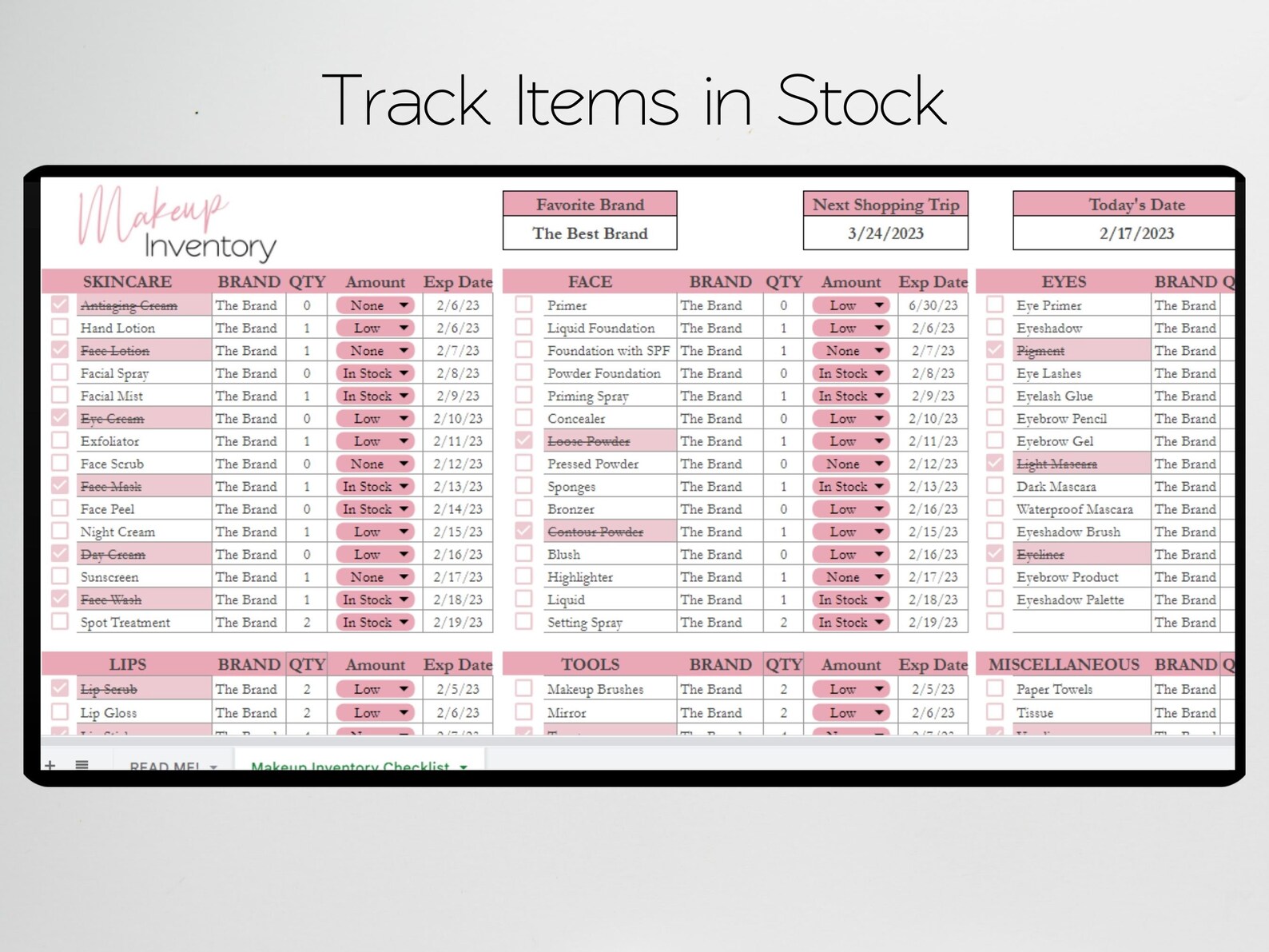 Makeup Inventory Management Makeup Artist Makeup Planner - Etsy
