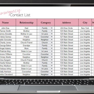 Emergency Contact List Template Excel Spreadsheet, Emergency ...