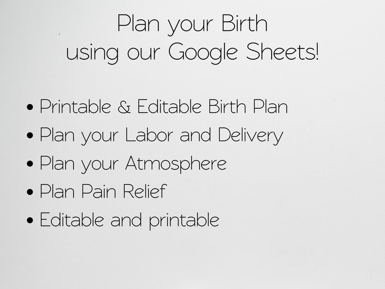 Birth Plan Template Google Sheets, Natural Birthing Plan, Labor and ...