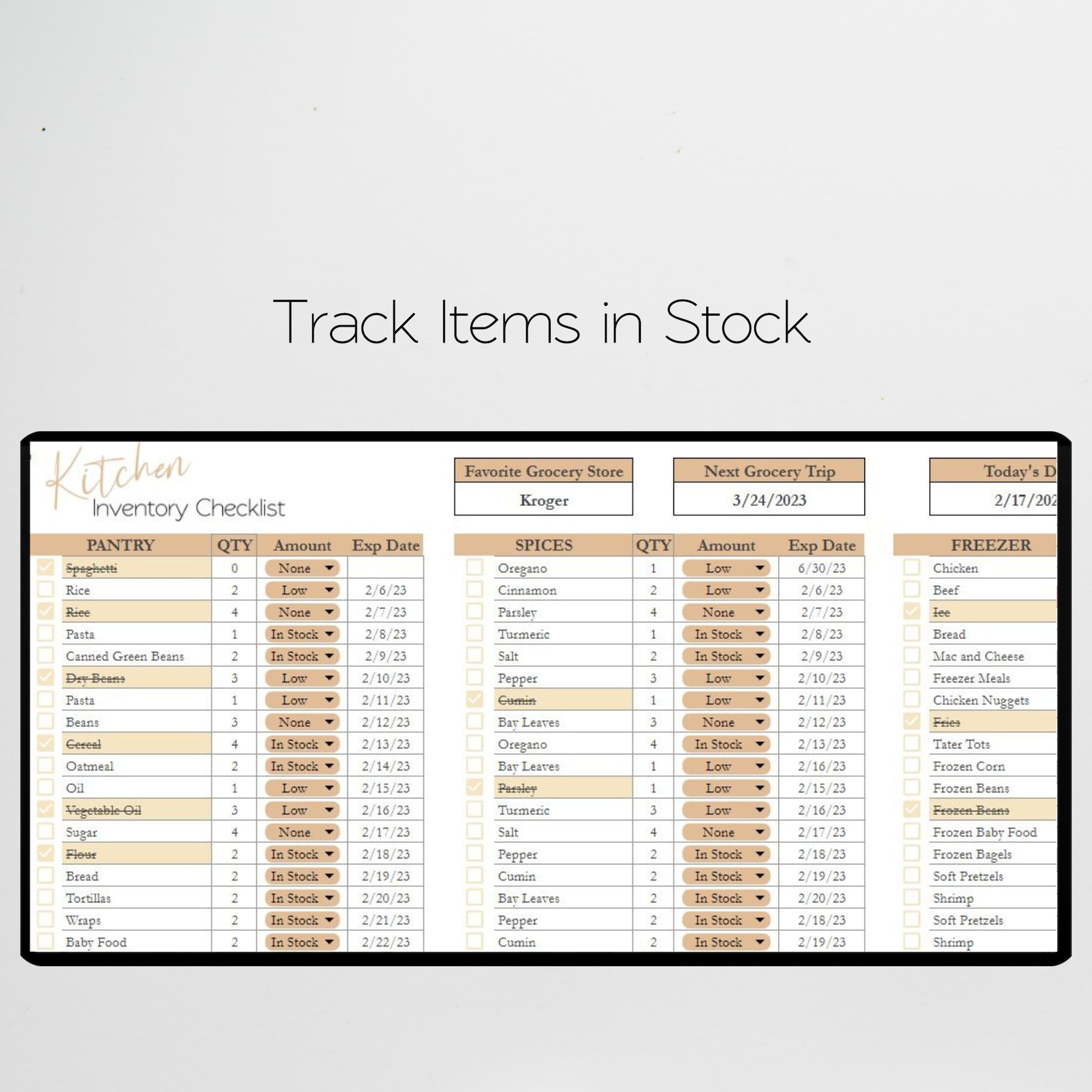 Kitchen Inventory Log, Pantry Inventory List, Food Inventory Tracker ...