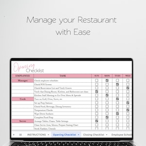 Restaurant Template Bundle Organization, Management Google Sheets ...