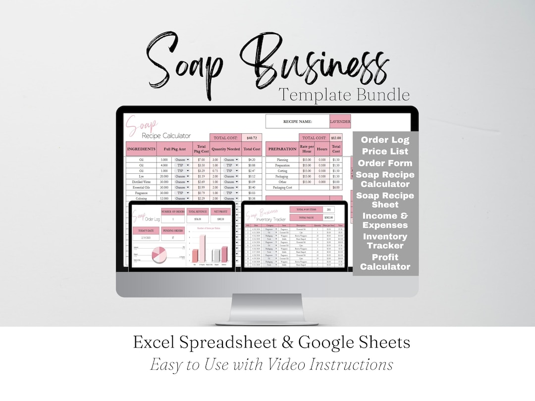 Soap Business Planner Template, Soap Maker Spreadsheet, Soap Order Form ...