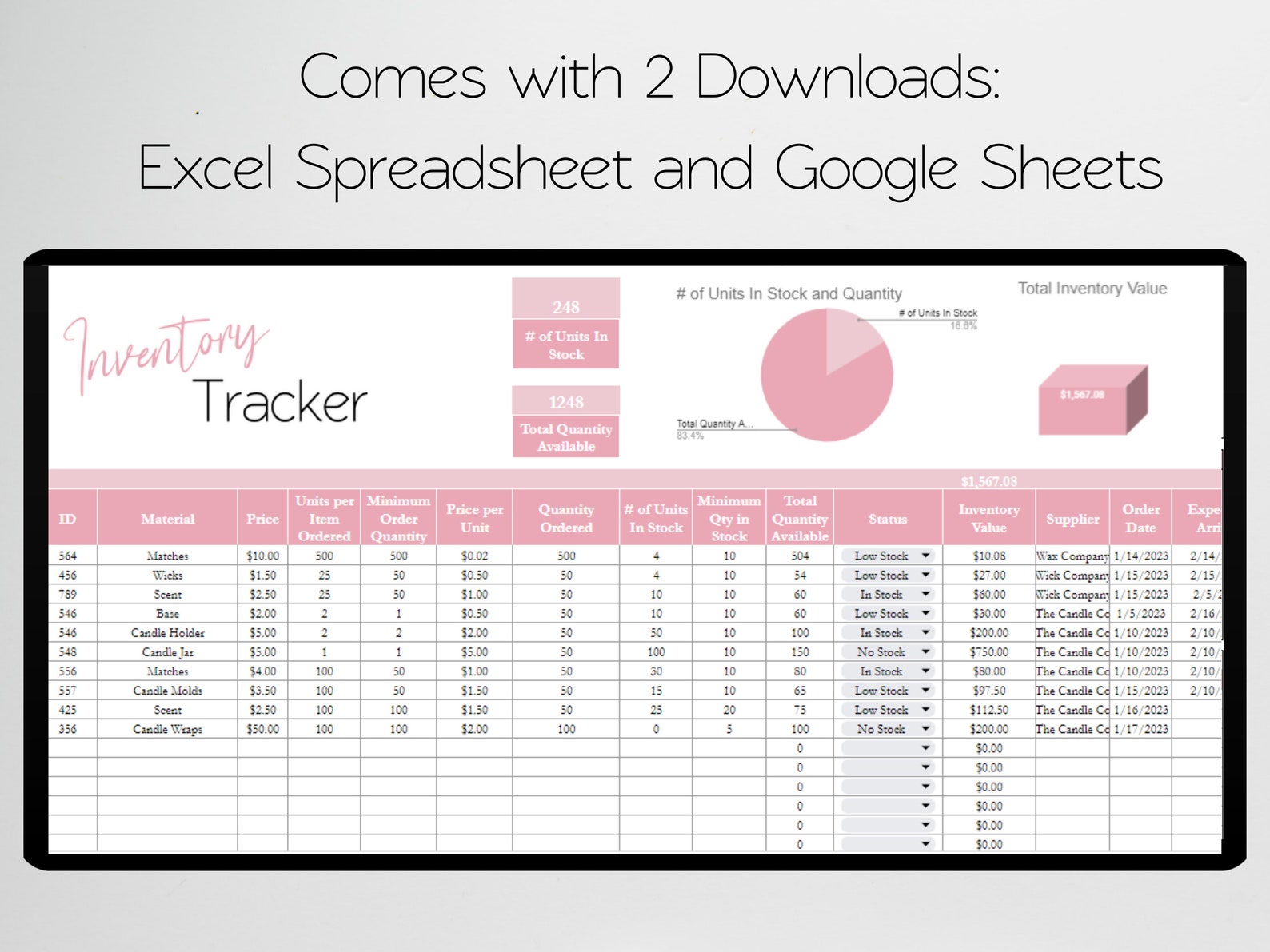 Inventory Tracker Google Sheets Inventory List Inventory - Etsy
