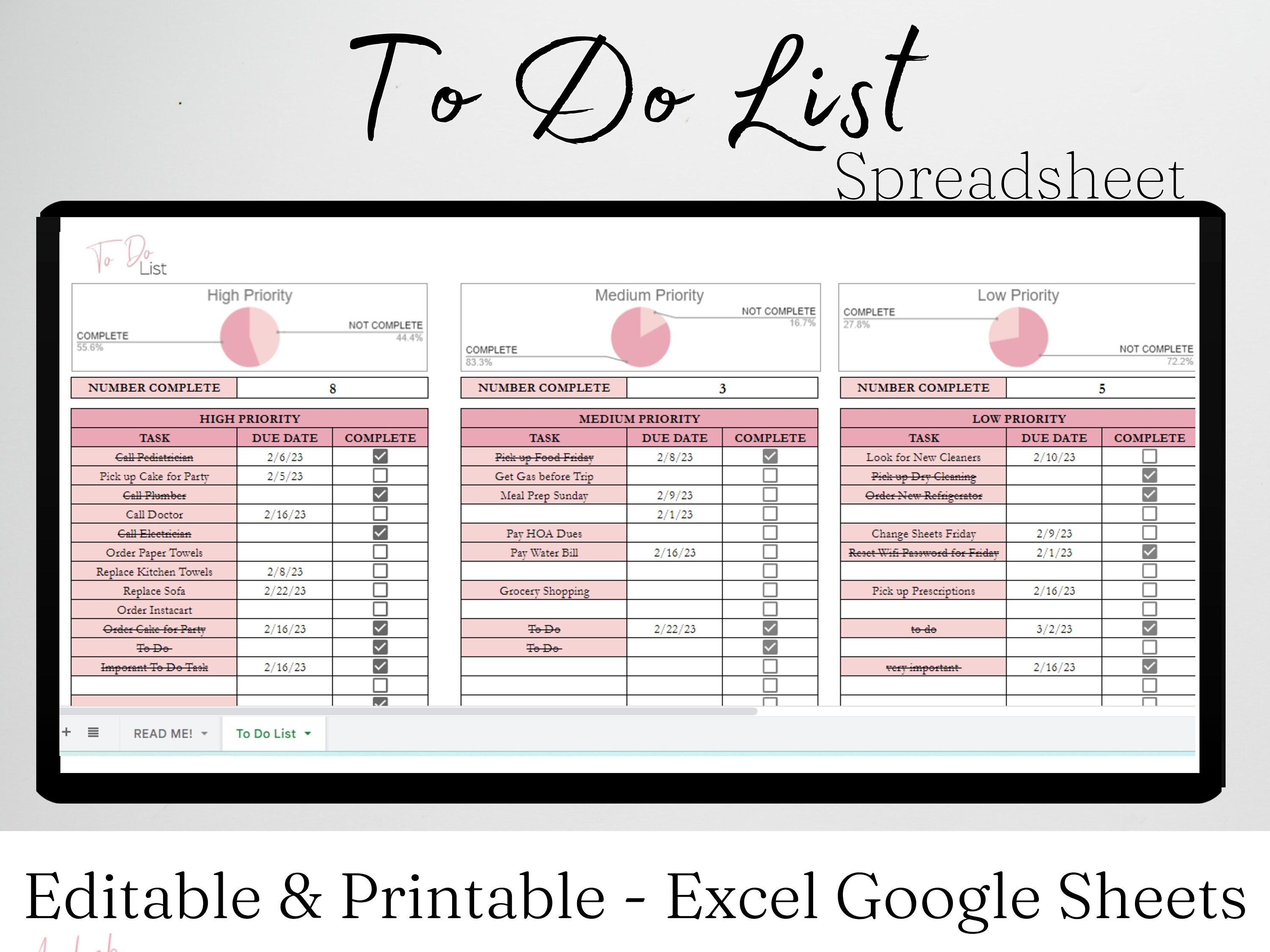 To Do List Excel Template, to Do List Google Sheets, to Do List ...