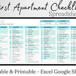 First Apartment Essentials Checklist, New Apartment Checklist, New ...