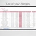 Allergy Tracker Template Excel Spreadsheet Allergy List - Etsy