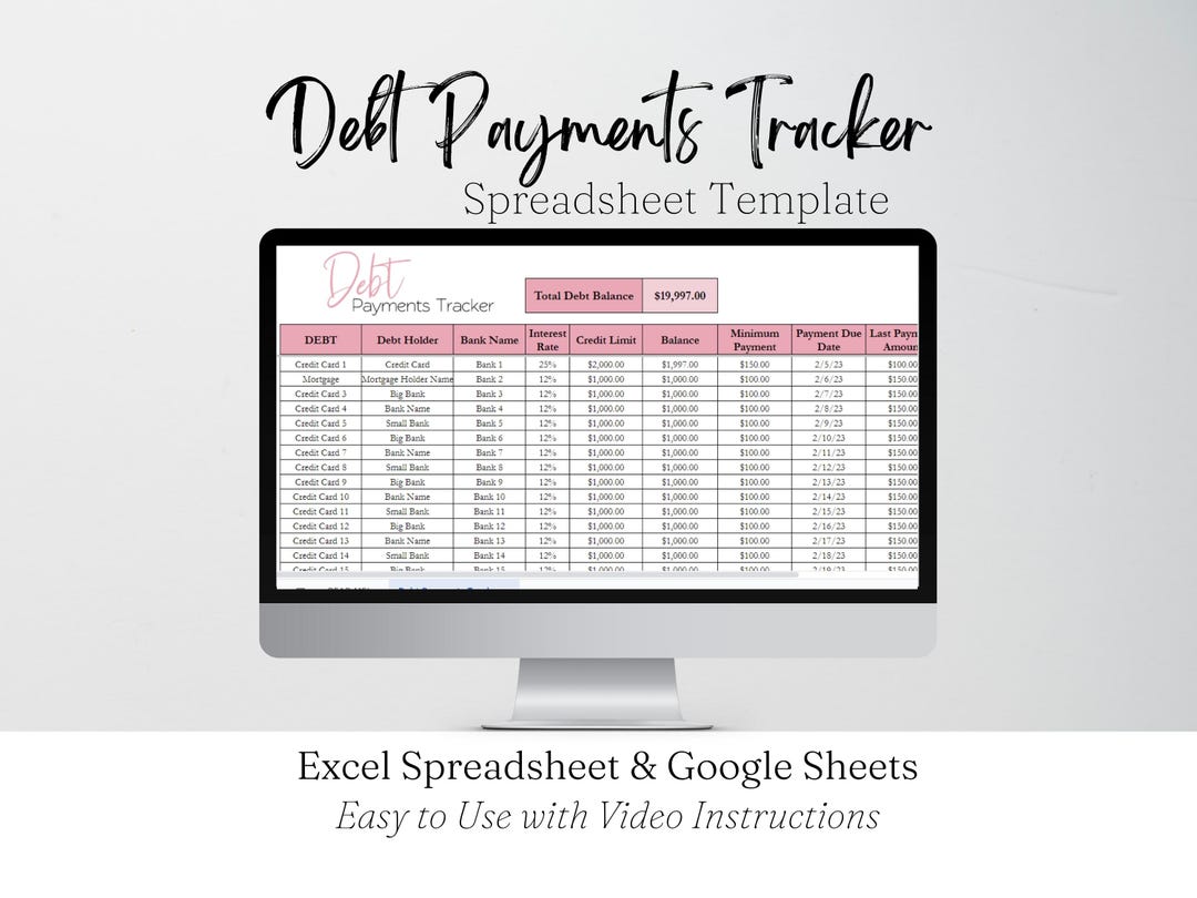 Debt Payments Tracker Excel Spreadsheet, Debt Tracker Google Sheets ...
