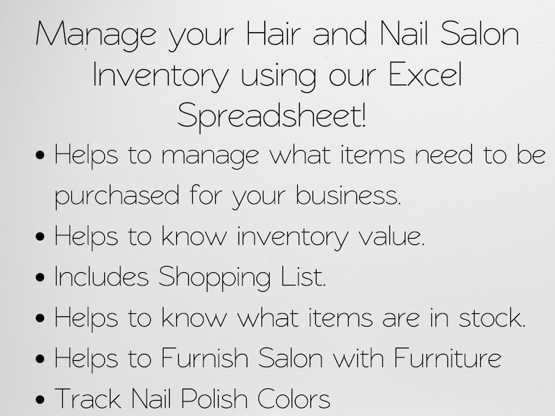 Salon Inventory Template Salon Inventory Tracker Log Beauty - Etsy