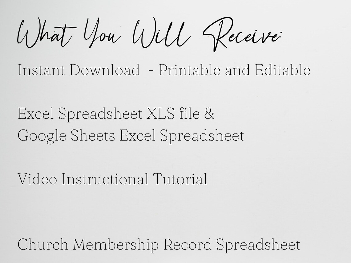 Church Membership Directory Template Excel Spreadsheet Church - Etsy