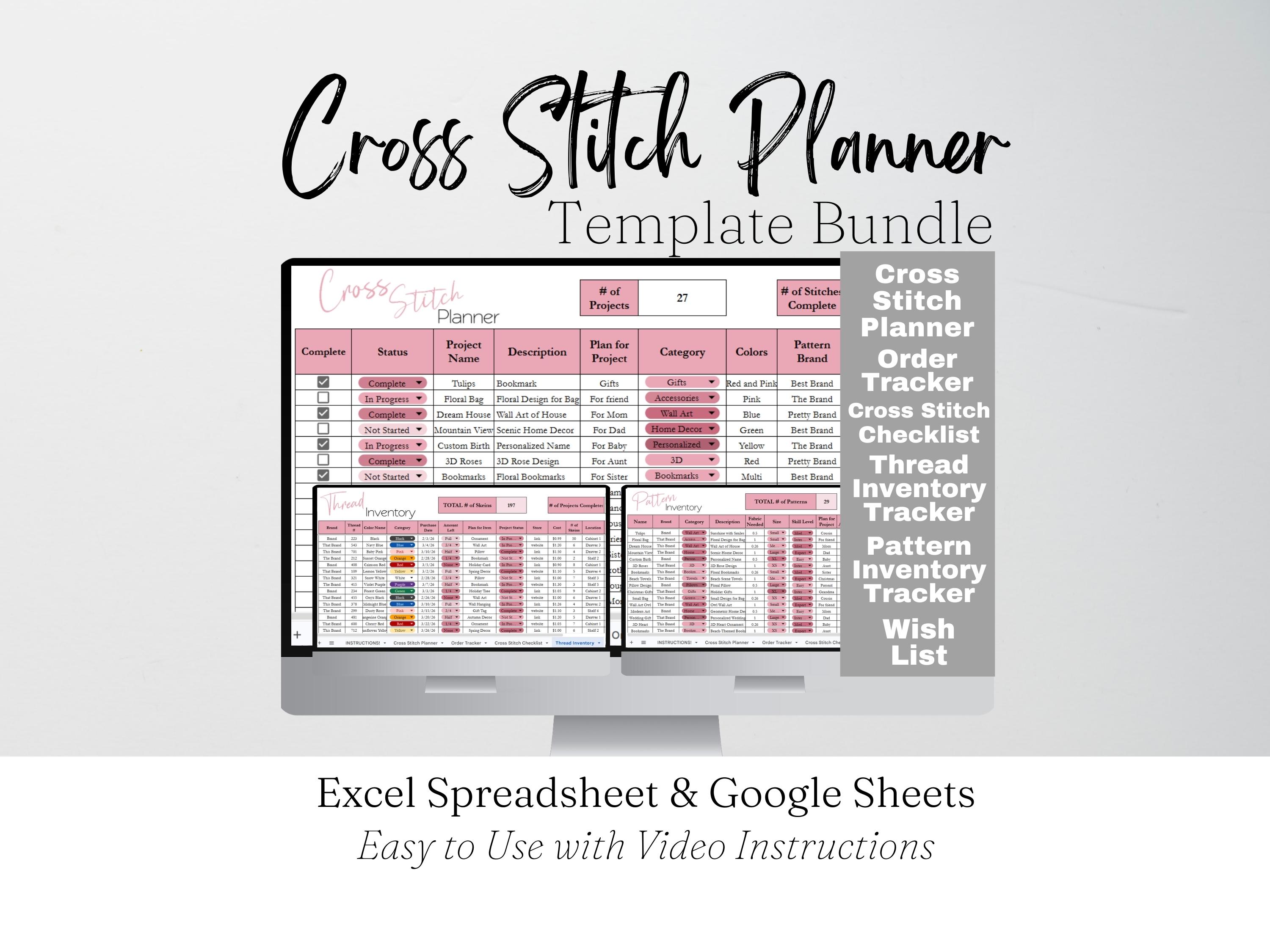 Cross Stitch Planner Google Sheet, Craft Project Tracker, Cross ...