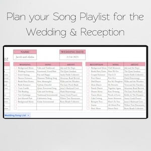 Wedding Song List Template Google Sheets, Wedding DJ Template, Wedding ...