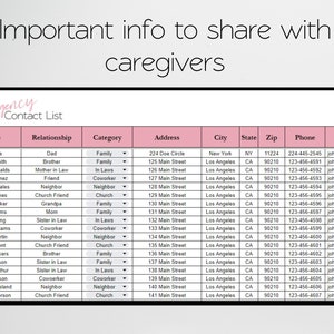 Emergency Contact List Template Excel Spreadsheet, Emergency ...