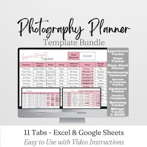 Photography Business Planner Bundle Spreadsheet Template, Photographer ...