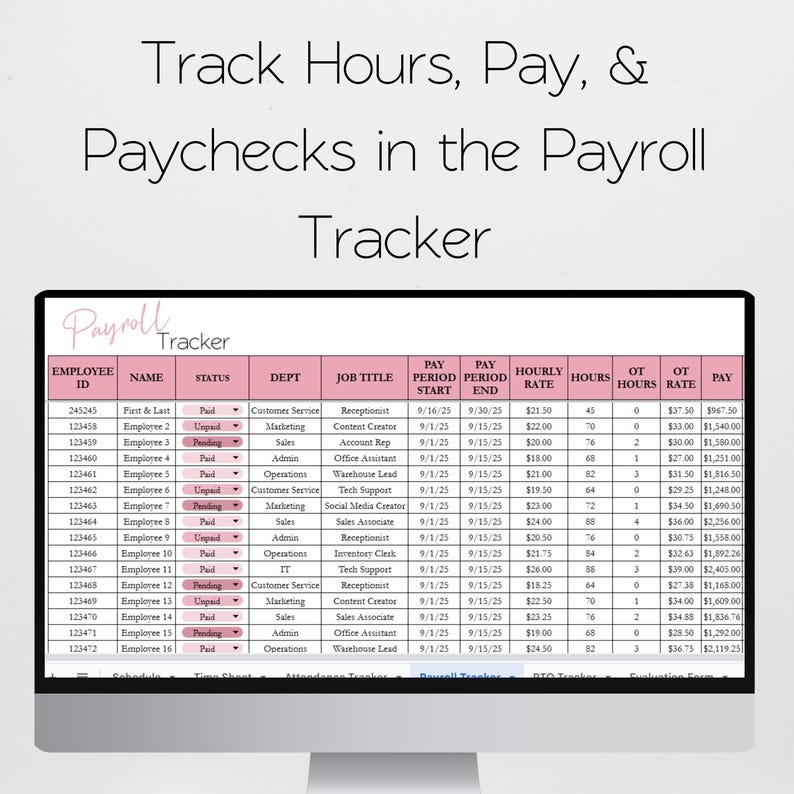 HR Template Bundle Google Sheets, Human Resources Tools Excel ...