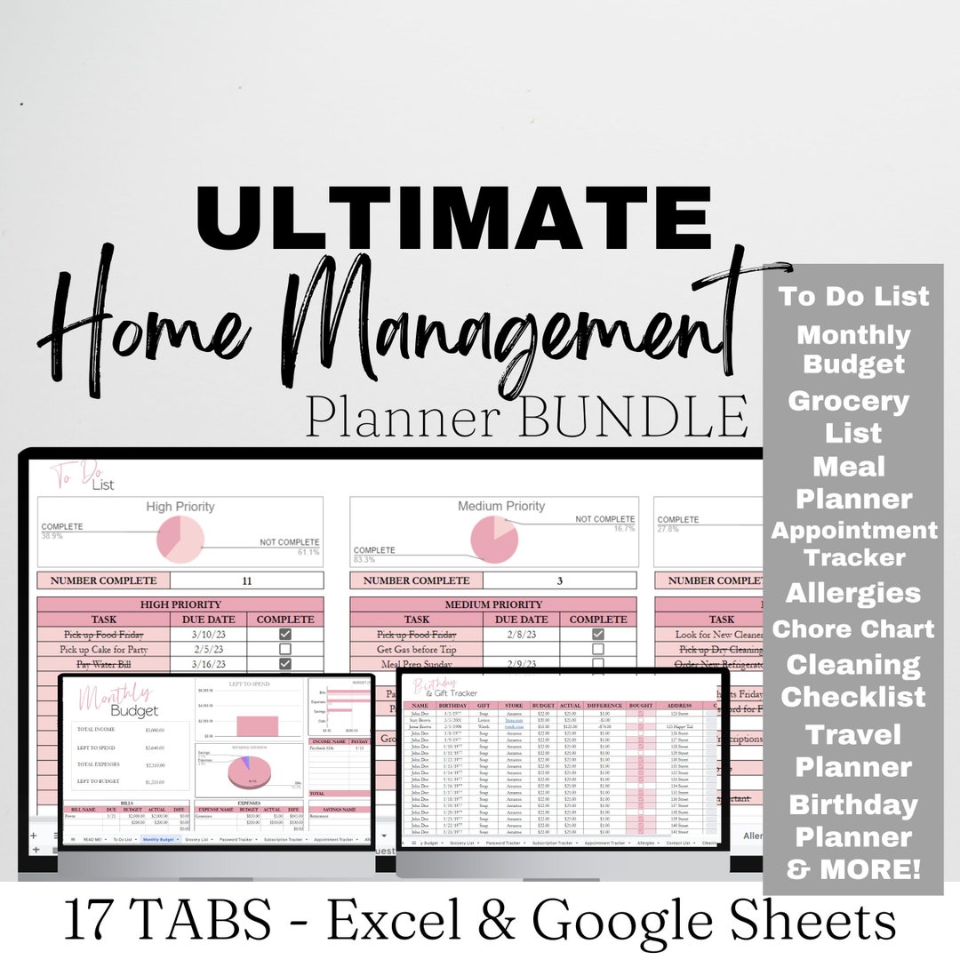 Home Management Planner Bundle, Household Planner, Family Planner, Home ...
