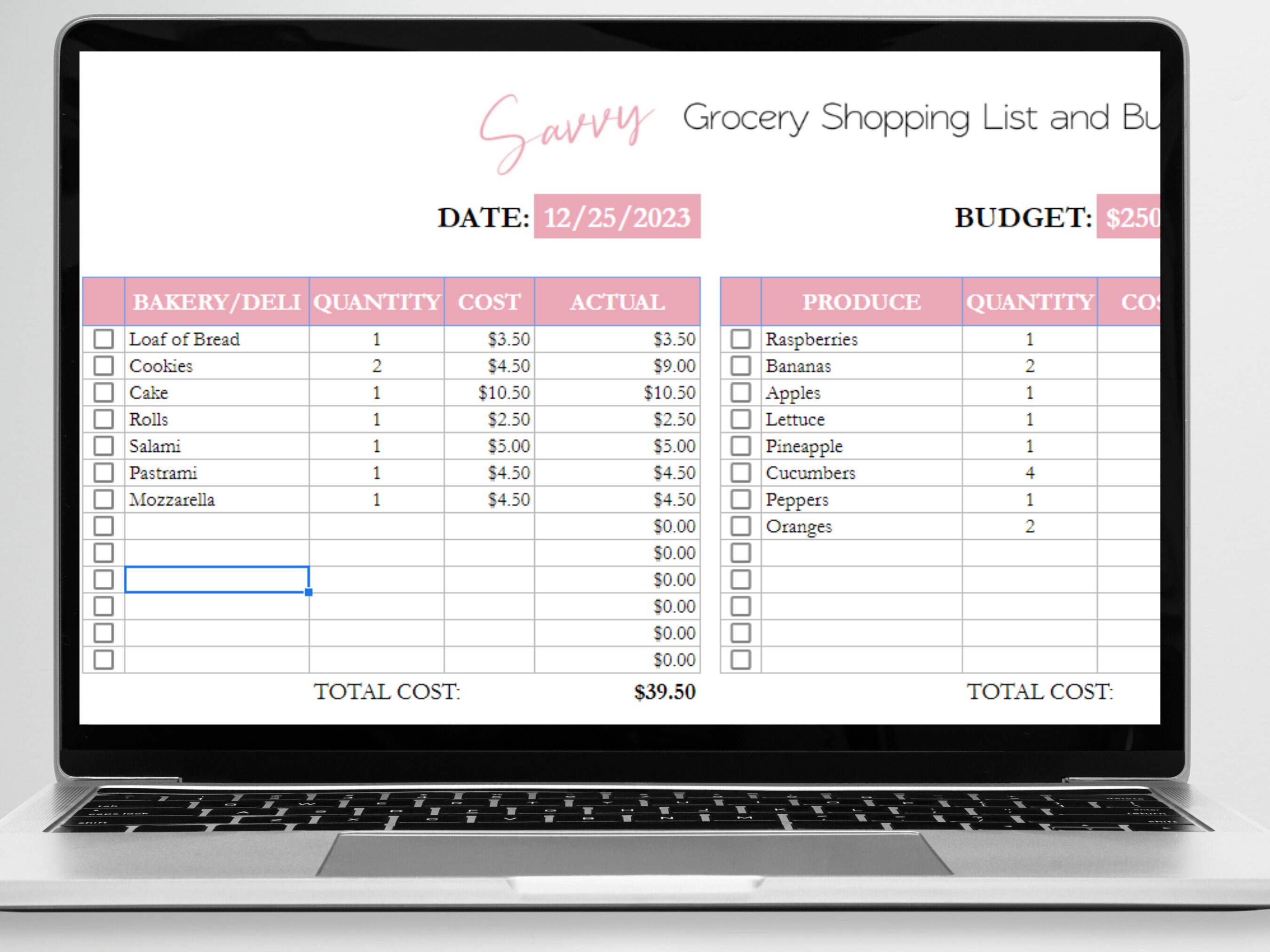 Grocery Budget Spreadsheet Grocery Shopping List Template - Etsy