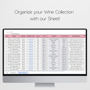 Wine Inventory Template, Wine Collection, Wine List, Inventory Tracker ...