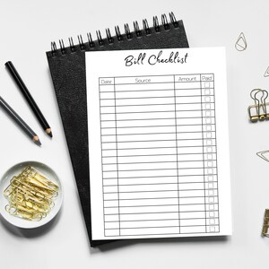 Bill Checklist, Bill Tracker Printable Yearly, Bill Tracker PDF, Bill ...
