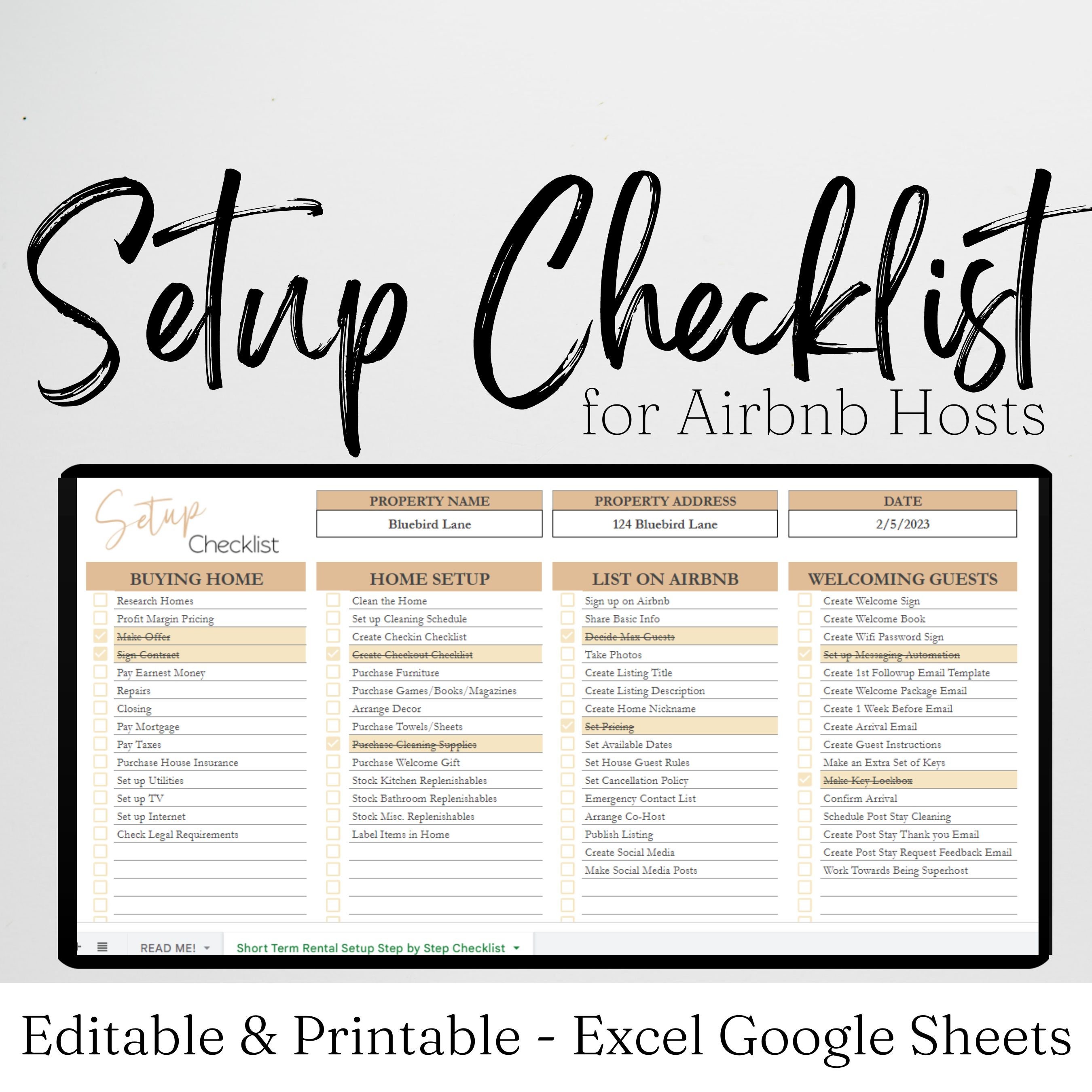 Set up Checklist Template, Setup Guide for Short Term Rentals, Rental ...