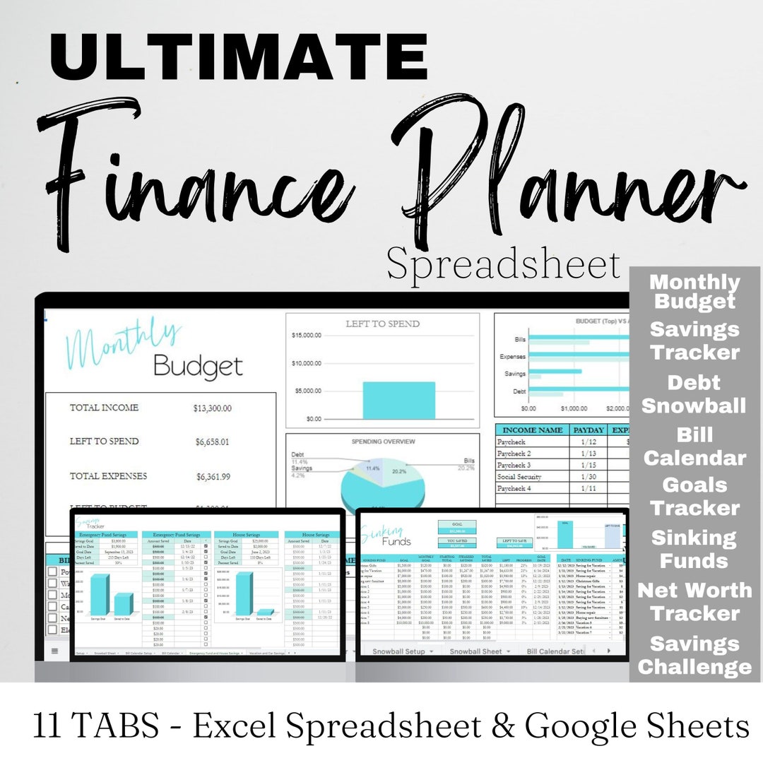 Ultimate Budget Bundle Spreadsheet, Financial Planner Spreadsheet ...