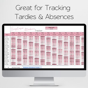 Employee Attendance Tracker Excel Spreadsheet, Human Resources ...
