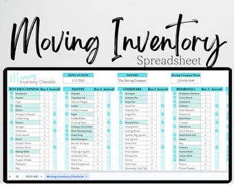 Home Moving Inventory List Template for Google Sheets Spreadsheet - Etsy