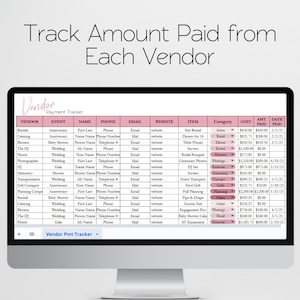 Vendor Payment Tracker Template Google Sheets, Wedding Vendor Payment ...
