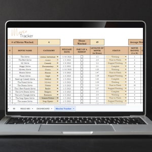 Movie Tracker Excel Spreadsheet, Movies Tracking Google Sheets, Film ...