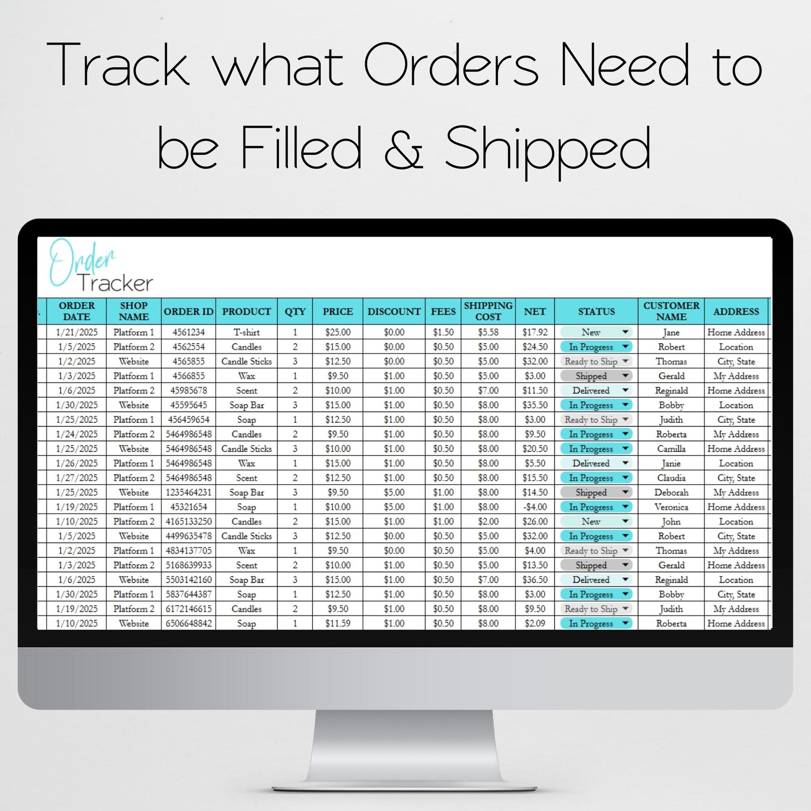 Business Order Tracker Template, Order Tracker Google Sheets, Order ...