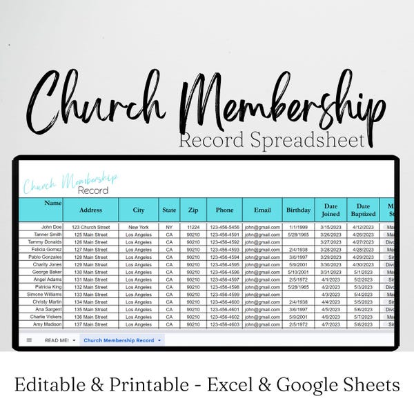 Church Membership Roster - Etsy