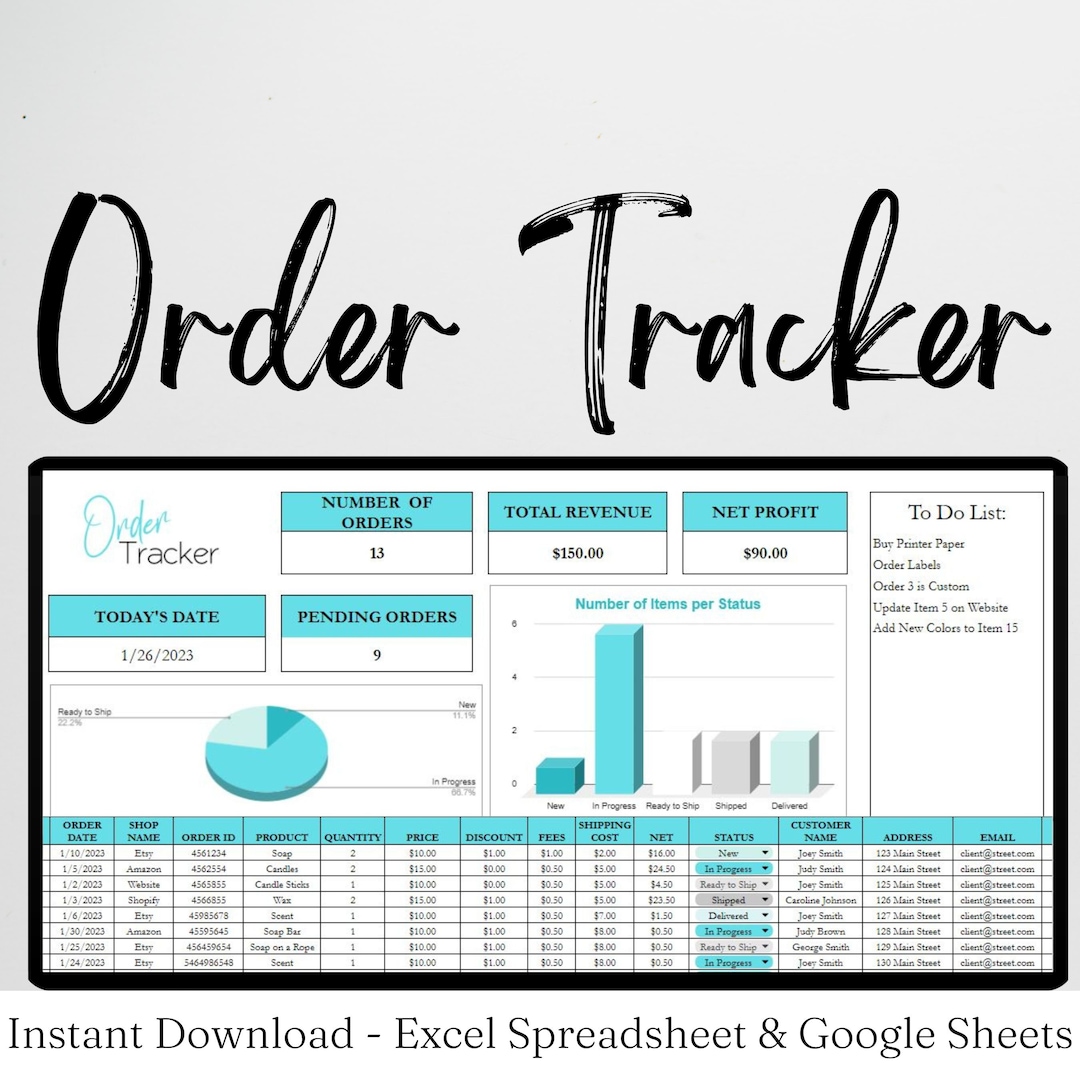 Business Order Tracker Template, Order Tracker Google Sheets, Order ...