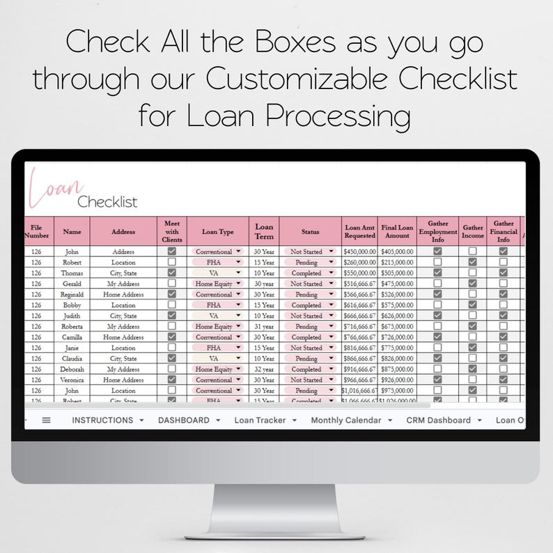 Loan Officer Template Spreadsheet Bundle, Loan Checklist Template ...