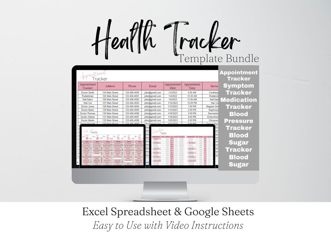Health Tracker Template Excel Spreadsheet, Health Planner Google Sheets ...