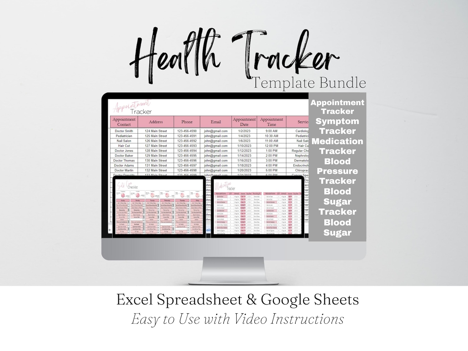Health Tracker Template Excel Spreadsheet, Health Planner Google Sheets ...