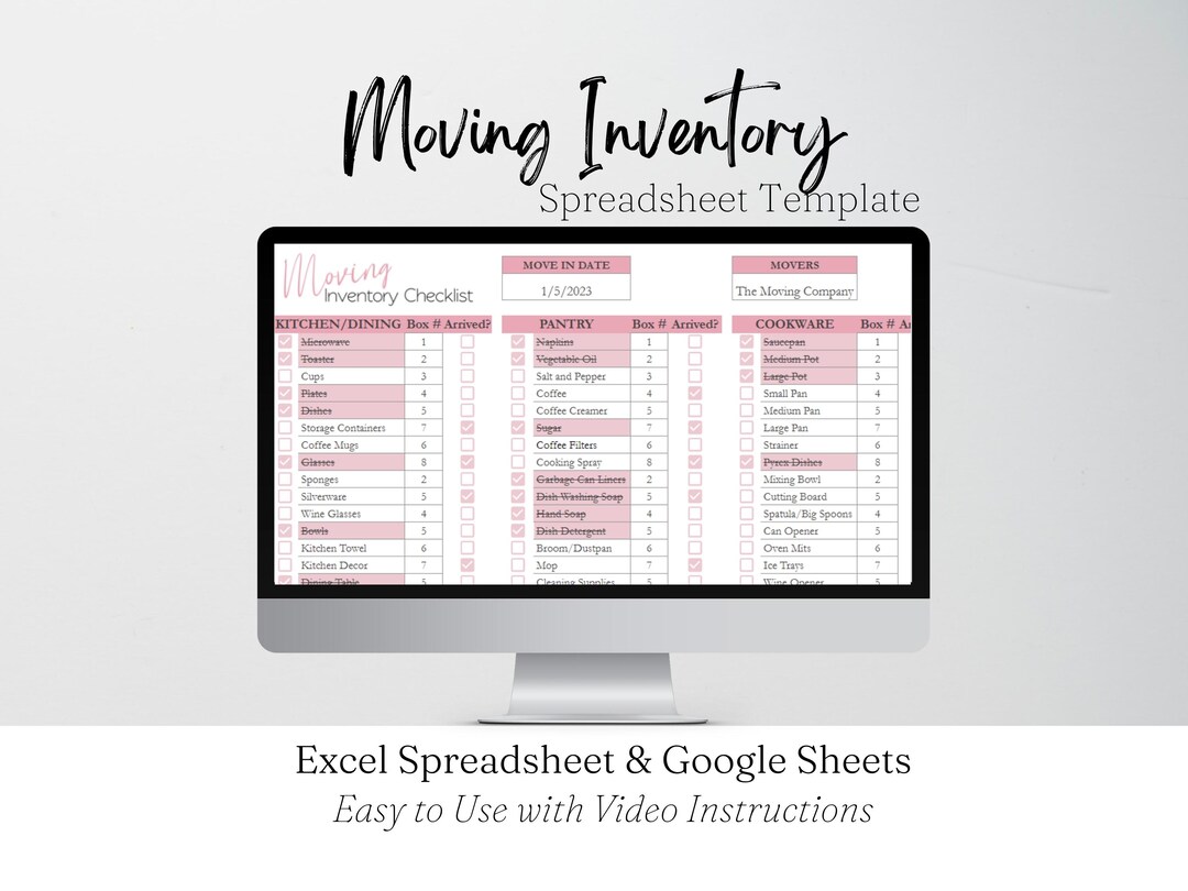 Moving Inventory Template Google Sheets, Moving Planner, Moving List ...