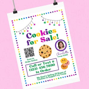 Cookie Sales Flyer, Fundraiser Template, Girl Troop Leader, 2025 ...