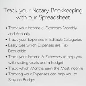 Notary Bookkeeping Template, Loan Signing Agent Income and Expenses ...