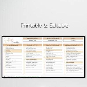 Set up Checklist Template, Setup Guide for Short Term Rentals, Rental ...