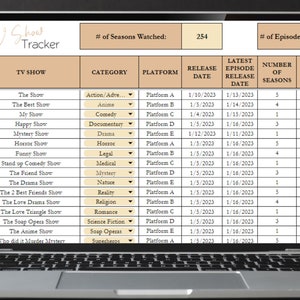 TV Show Tracker Excel Spreadsheet, TV Shows Tracking Google Sheets ...