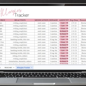 Allergy Tracker Template Excel Spreadsheet, Allergy List Google Sheets ...