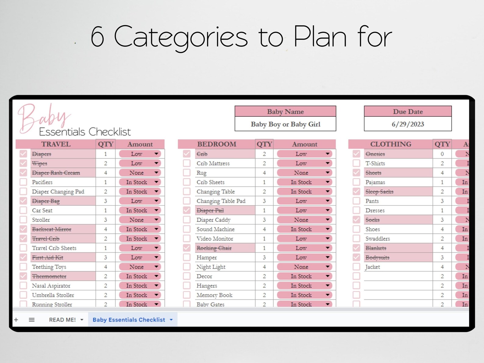 Baby Essentials Checklist Google Sheets Baby Registry - Etsy