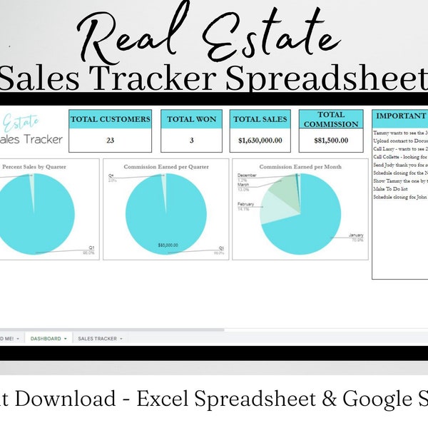 Real Estate Sales Tracker Spreadsheet - Etsy