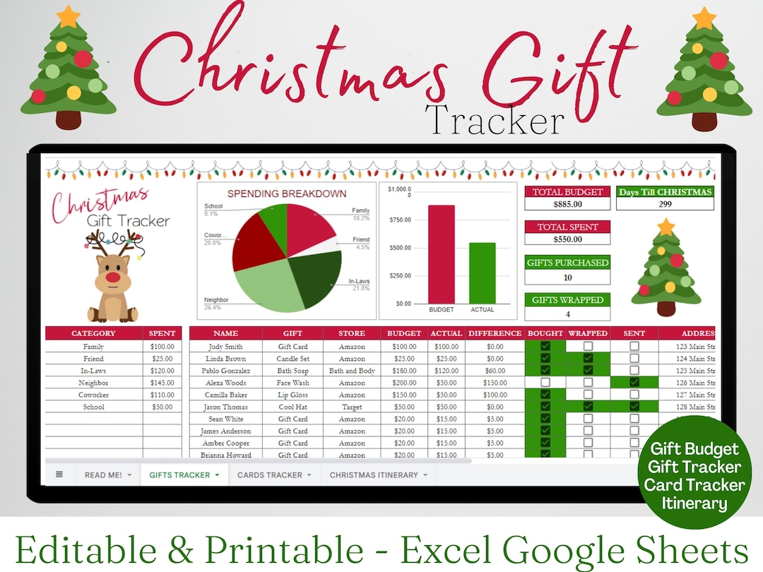 Christmas Gift Tracker, Christmas Planner Christmas Gift List ...