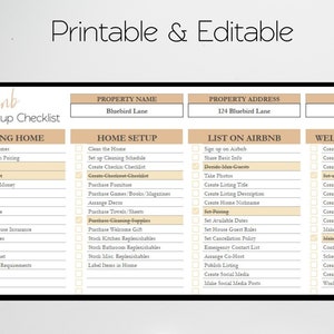 Set up Checklist Template, Setup Guide for Short Term Rentals, Rental ...