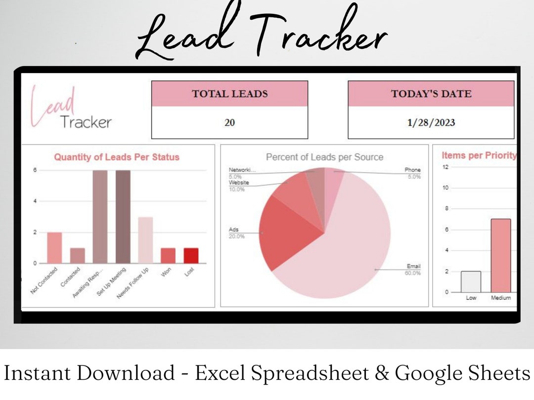 Lead Tracking Spreadsheet, Lead Tracker Google Sheet, Lead Tracker ...