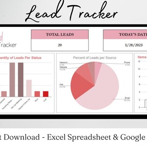 Lead Tracking Spreadsheet, Lead Tracker Google Sheet, Lead Tracker ...