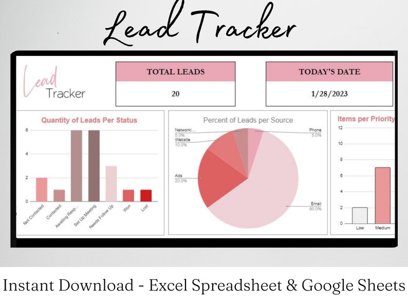 Lead Tracking Spreadsheet, Lead Tracker Google Sheet, Lead Tracker ...