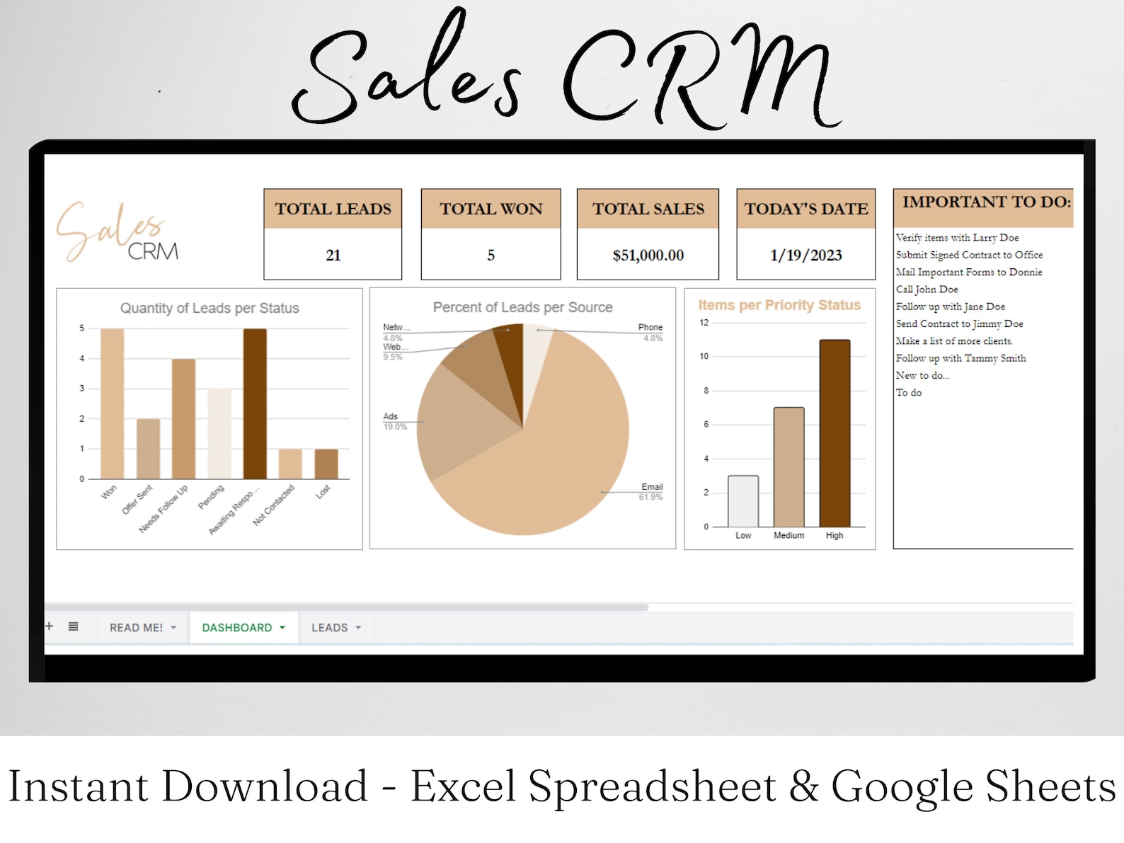 Sales CRM Template Excel, CRM Google Sheet, Crm Template, Excel ...