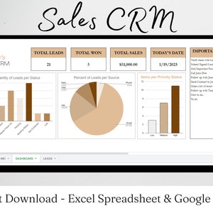 Sales CRM Template Excel, CRM Google Sheet, Crm Template, Excel, Customer Management Crm Google ...